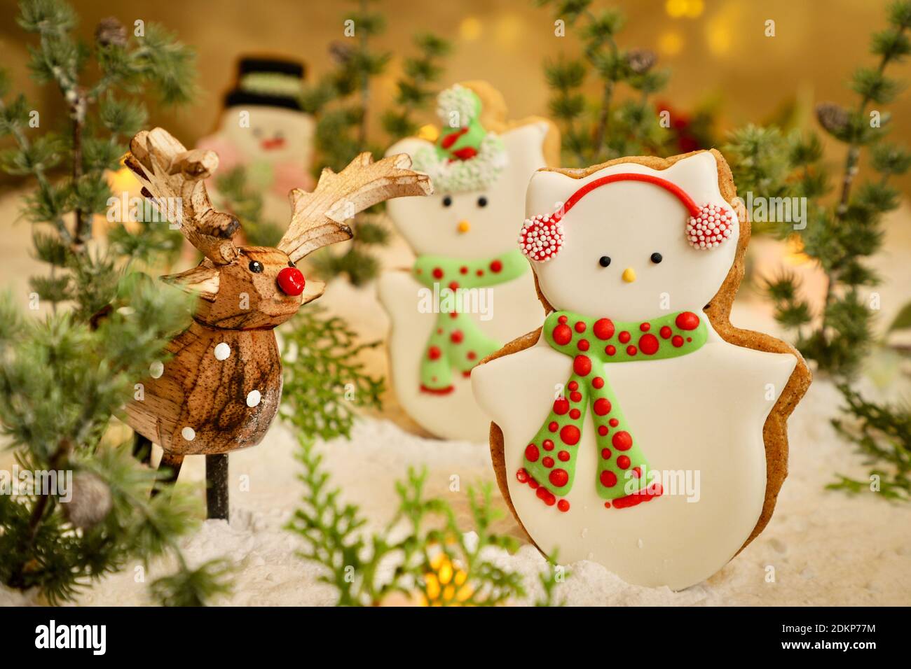 Gingerbread Cookies arranged for an Outdoor Scene on Winter Stock Photo ...