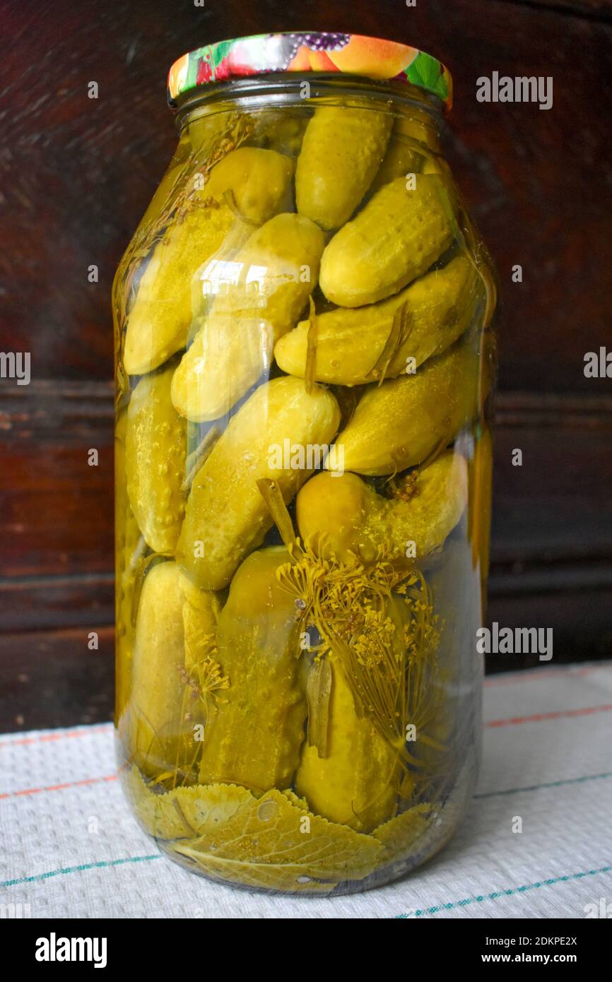 Full jar of canned pickles Stock Photo - Alamy