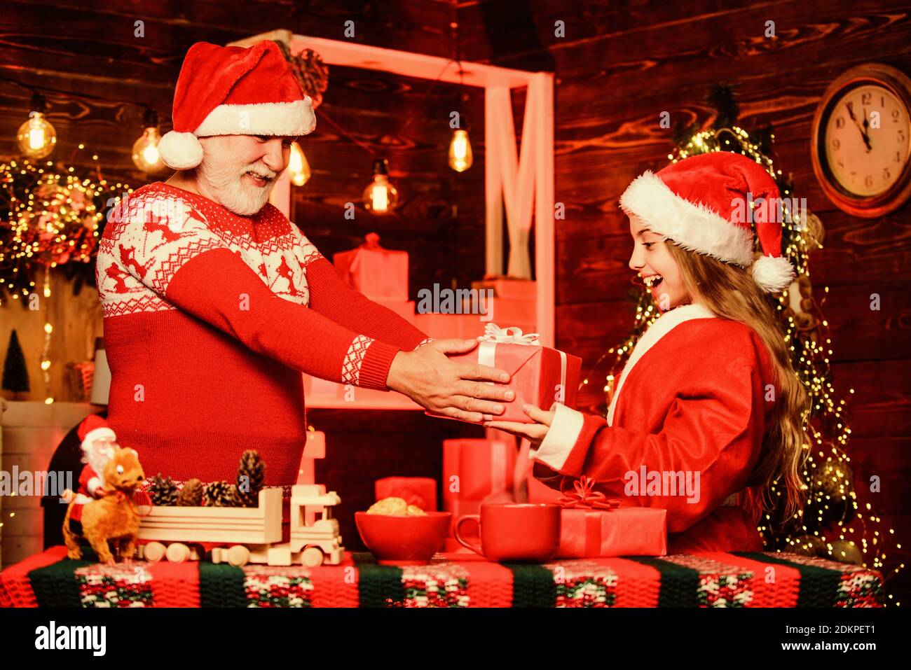 Santa Claus generous. Happiness and joy. Rewarding kindness. Santa ...