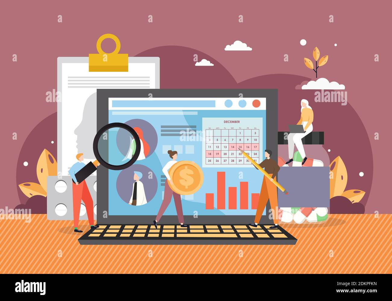 Patients searching for doctors, booking appointment using computer ...