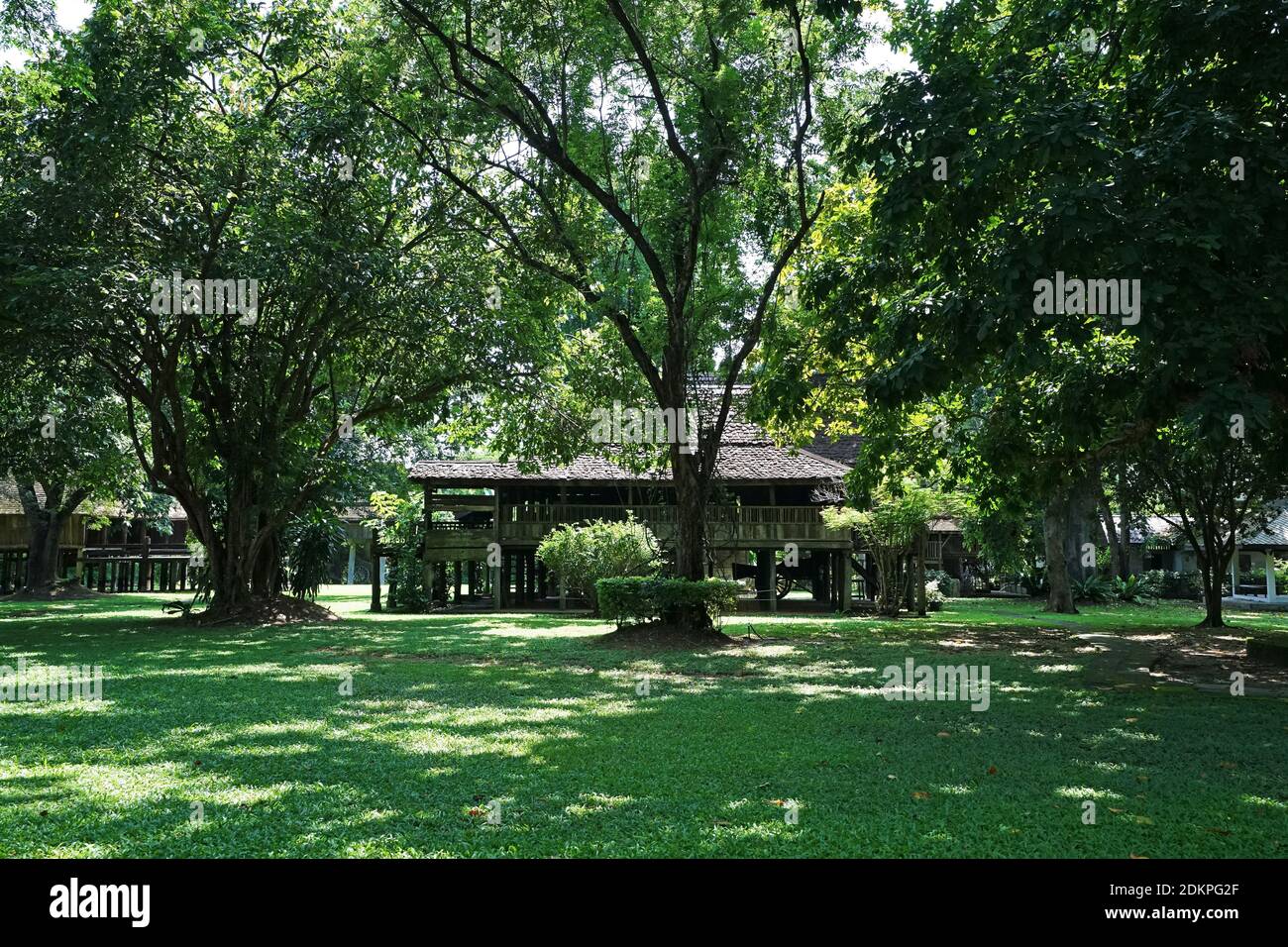 Thai architecture and exterior design of old Kalae house, Rice granary ...