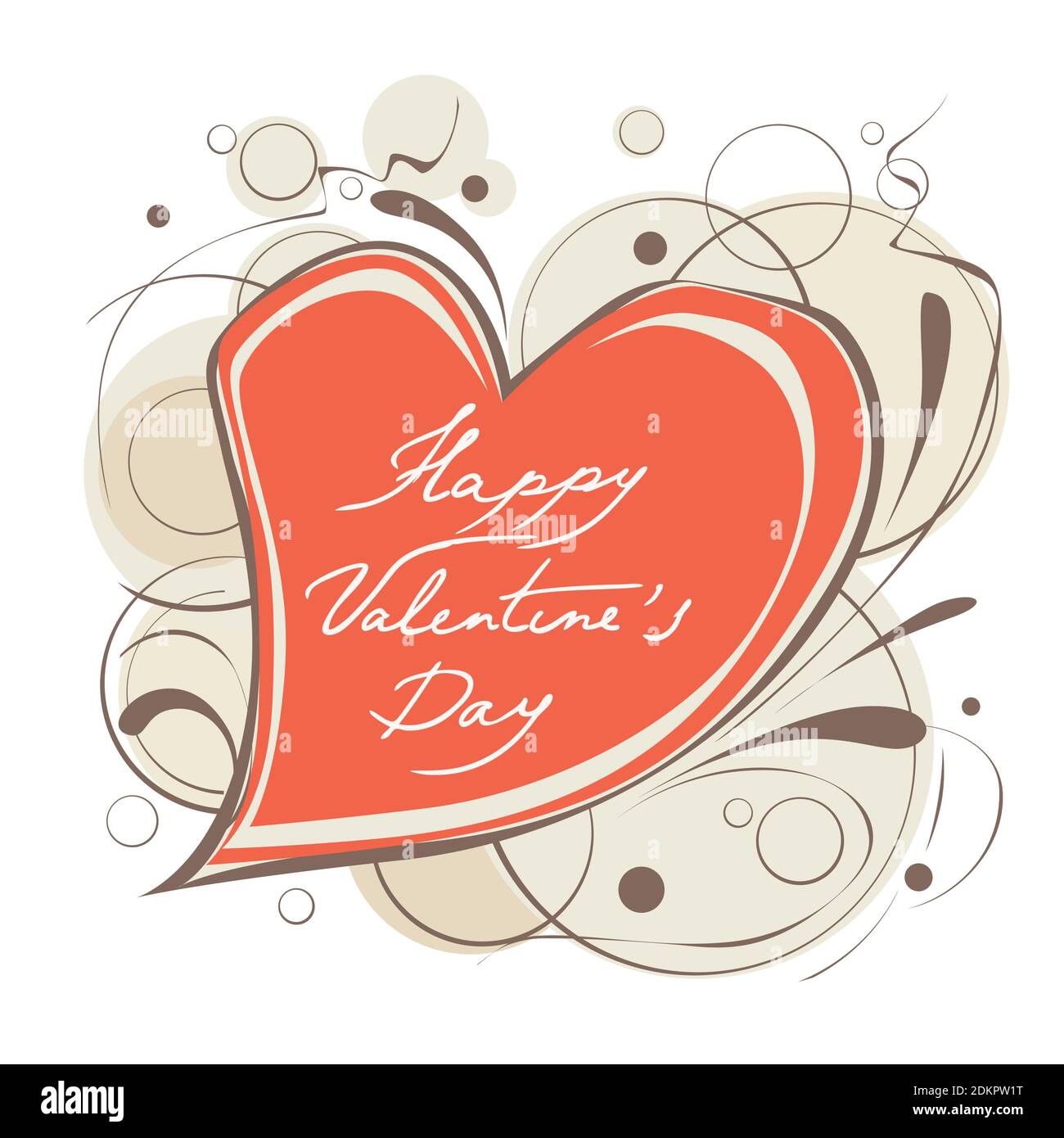 Valentine's day card with cute heart and hand drawing lettering Stock ...