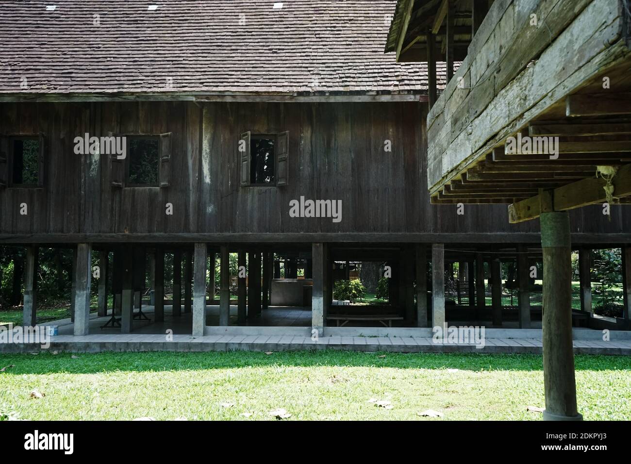 Thai architecture and exterior design of old Kalae house, Rice granary ...