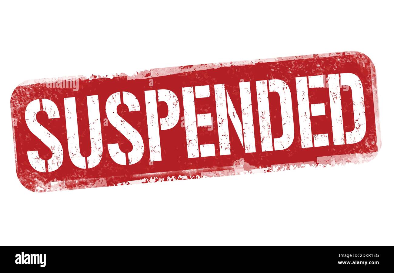 Suspended grunge rubber stamp on white background, vector illustration ...