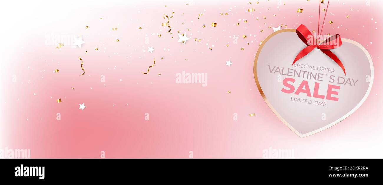 Valentine's Day sale banner Background Design. Template for advertising ...