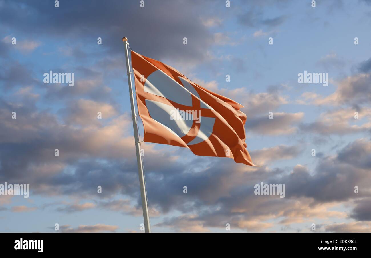 Nagano Japan prefecture flag at sky background. 3D artwork Stock Photo ...