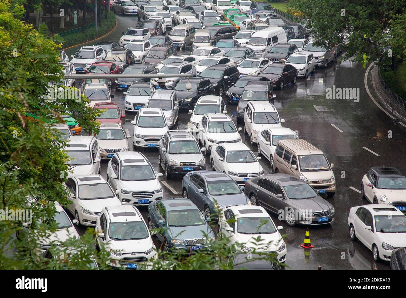 Cars in traffic jam in Xian Xi'an China during commuter rush hour Stock ...