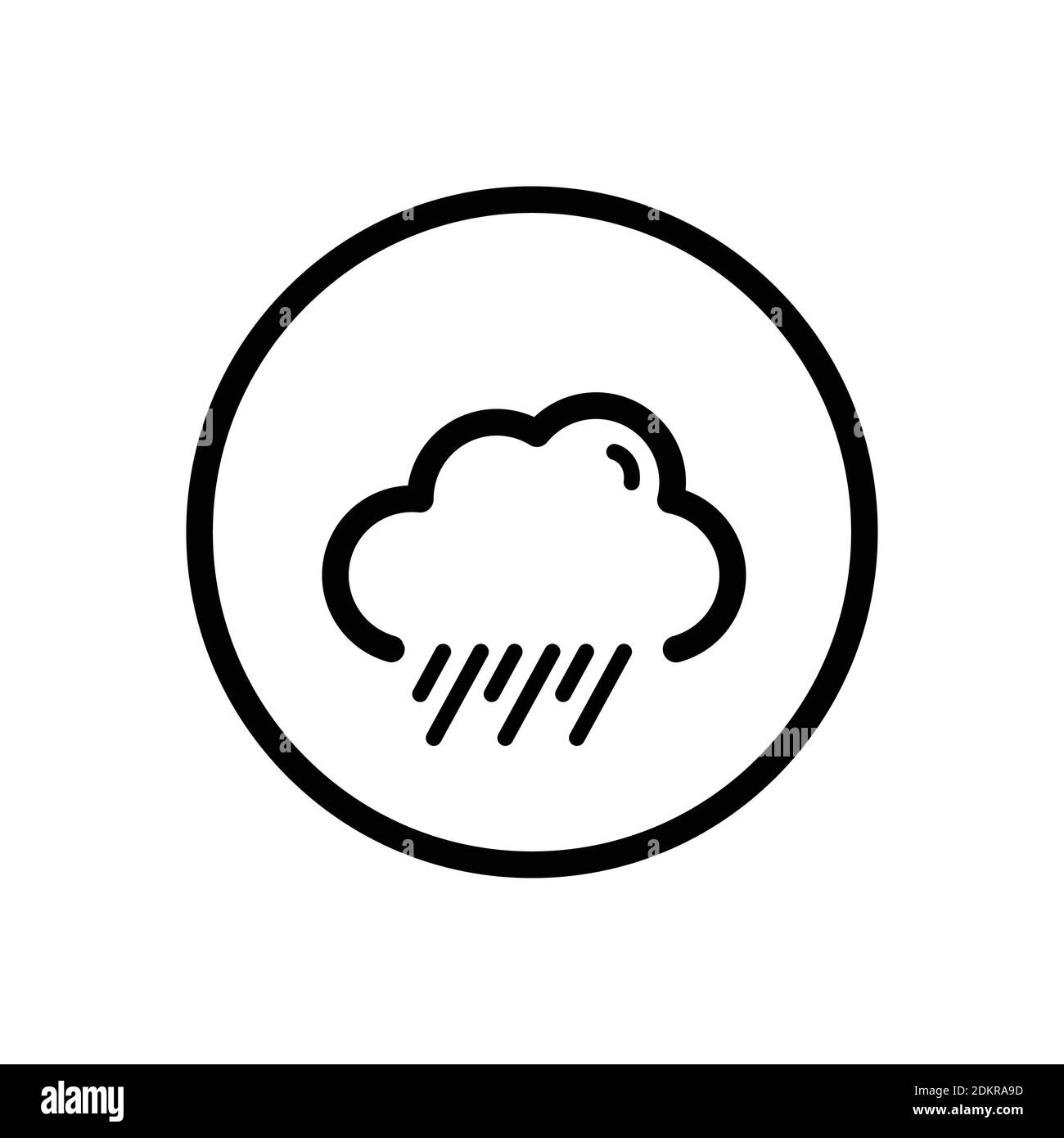 Rain and cloud. Weather outline icon in a circle. Isolated vector ...
