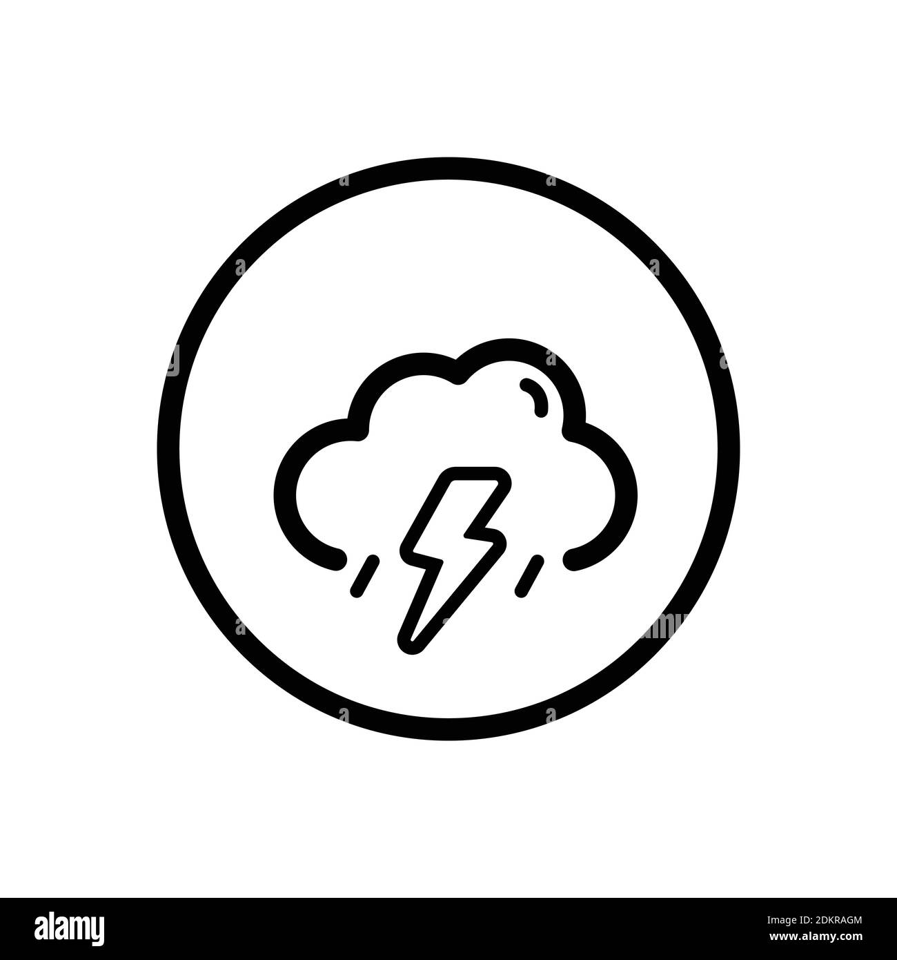 Storm and cloud. Weather outline icon in a circle. Isolated vector ...