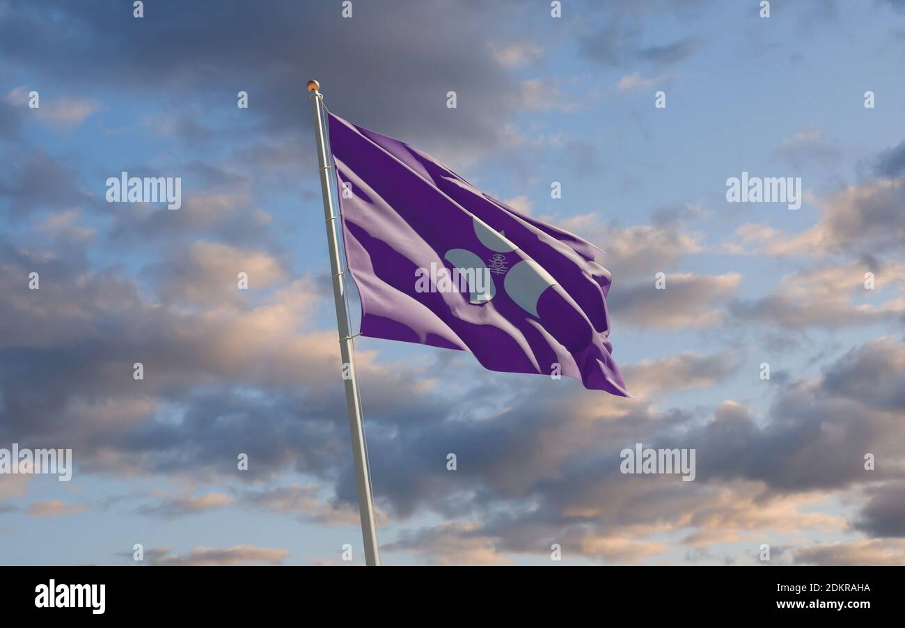 Gunma Japan prefecture flag at sky background. 3D artwork Stock Photo ...