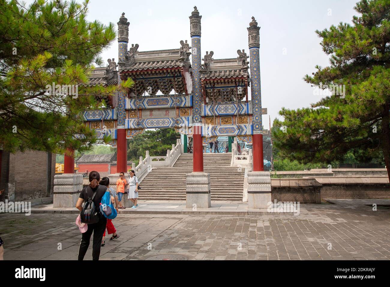 Colourful bridge design on building in Summer Palace Beijing Stock ...