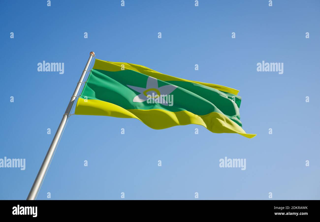 Ehime Japan prefecture low angle flag. 3D artwork Stock Photo - Alamy