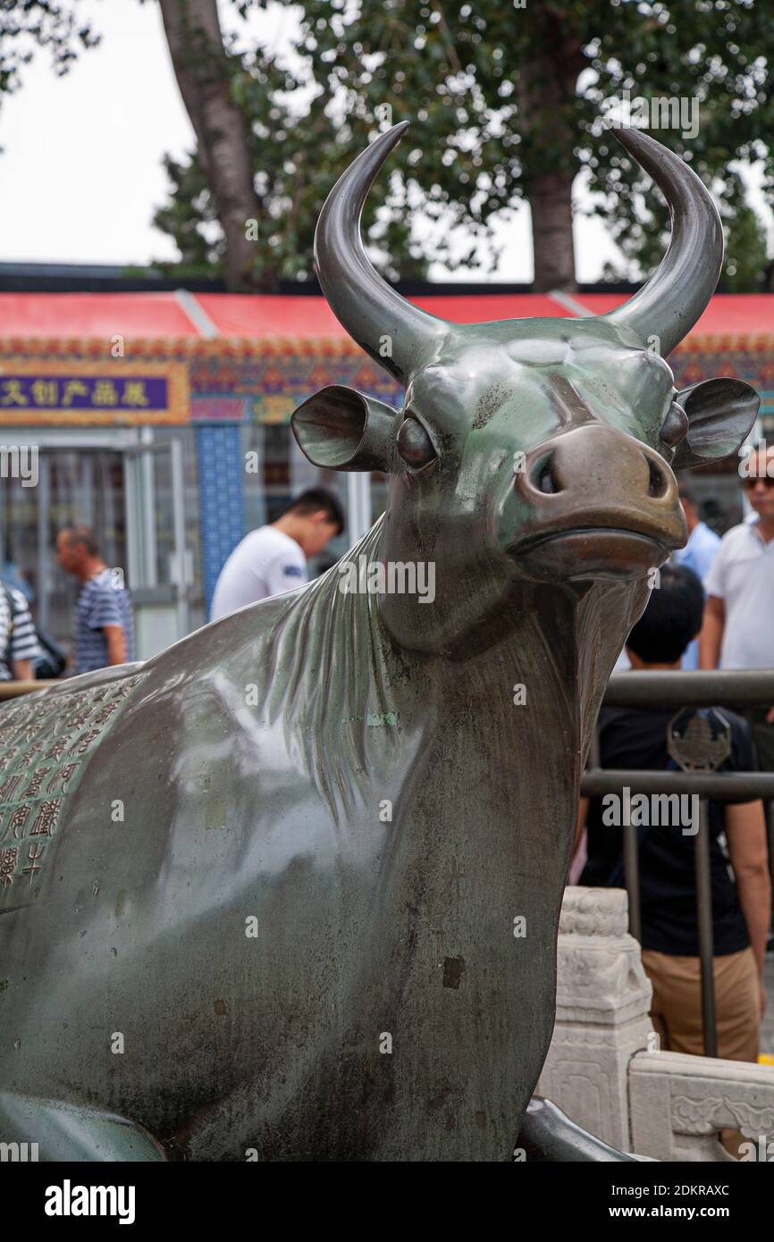 The Bronze Ox sculpture statue in the Summer Palace Beijing China Stock ...