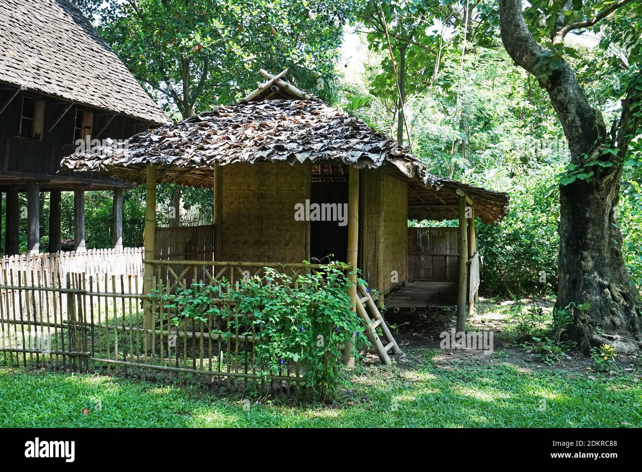 Thai architecture and exterior design of old Kalae house, Rice granary ...