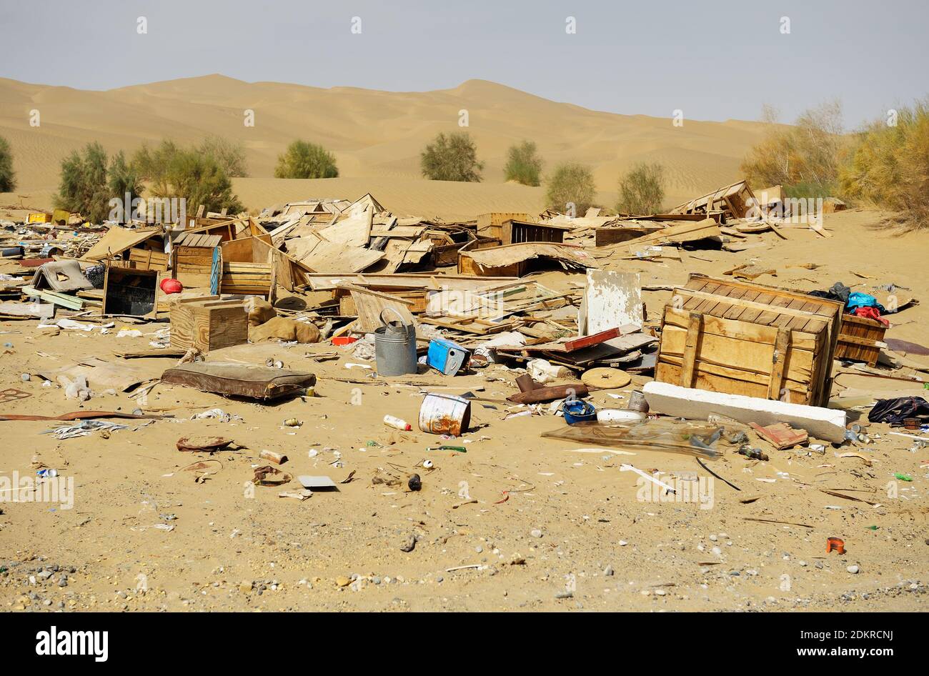 Abandoned objects, trash in Chinese desert in Xinjiang province Stock ...