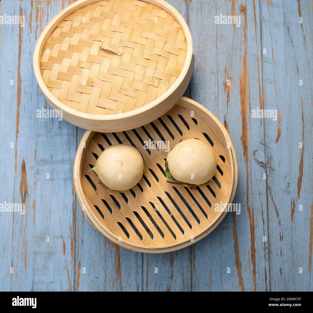 An Asian-style vegetarian steamed bun dish with seitan and Portobello ...
