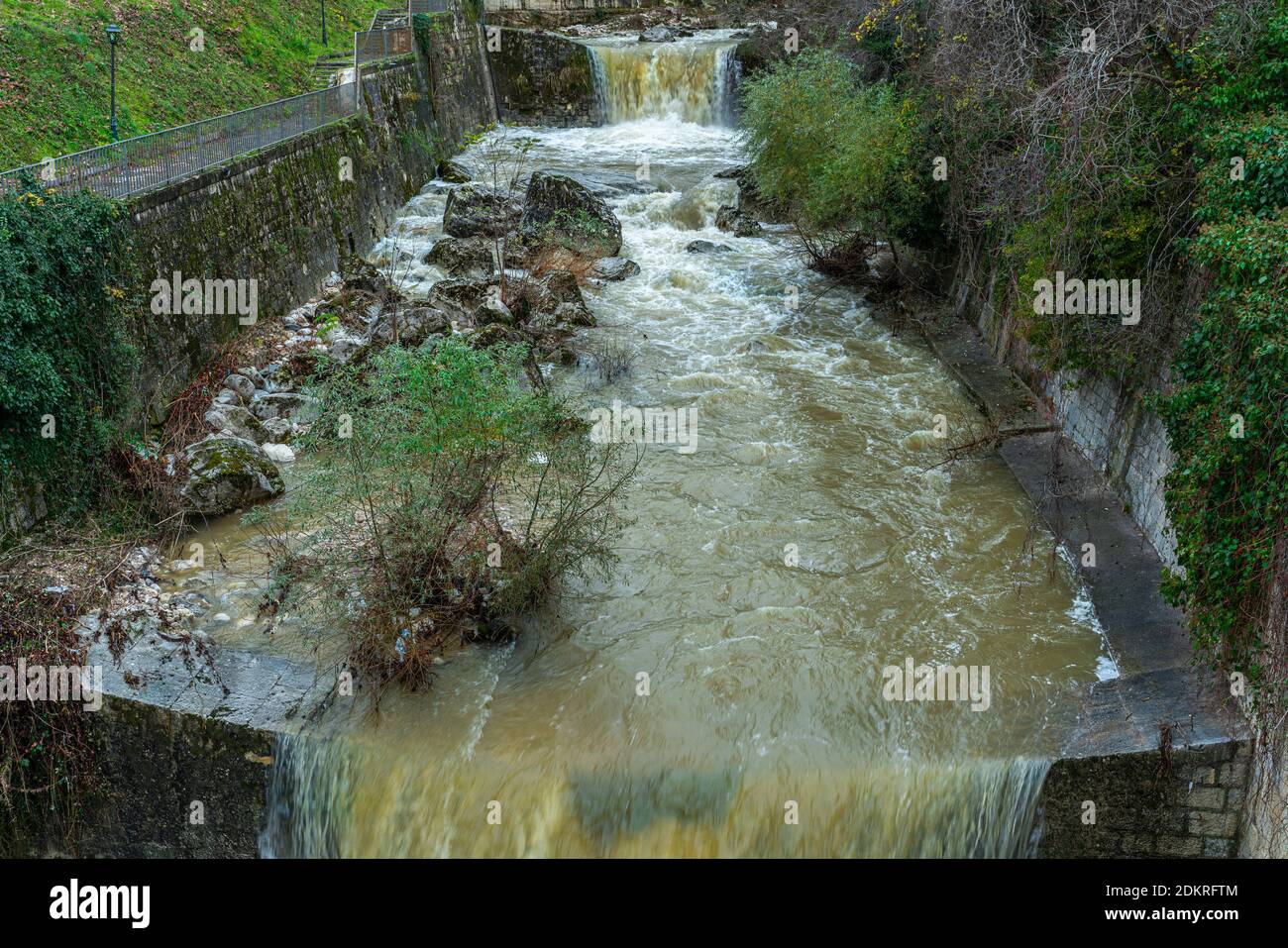 The Aventine river is channeled when it passes through the town of ...