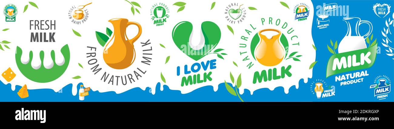Set of vector logos of dairy products and milk Stock Vector Image & Art ...