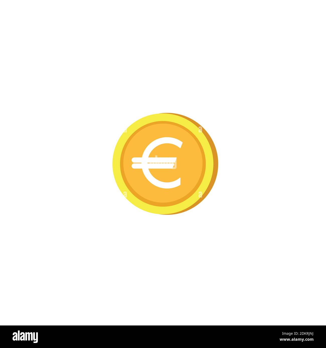 Gold euro cartoon coin. Flat icon. Isolated on white. Economy, finance ...