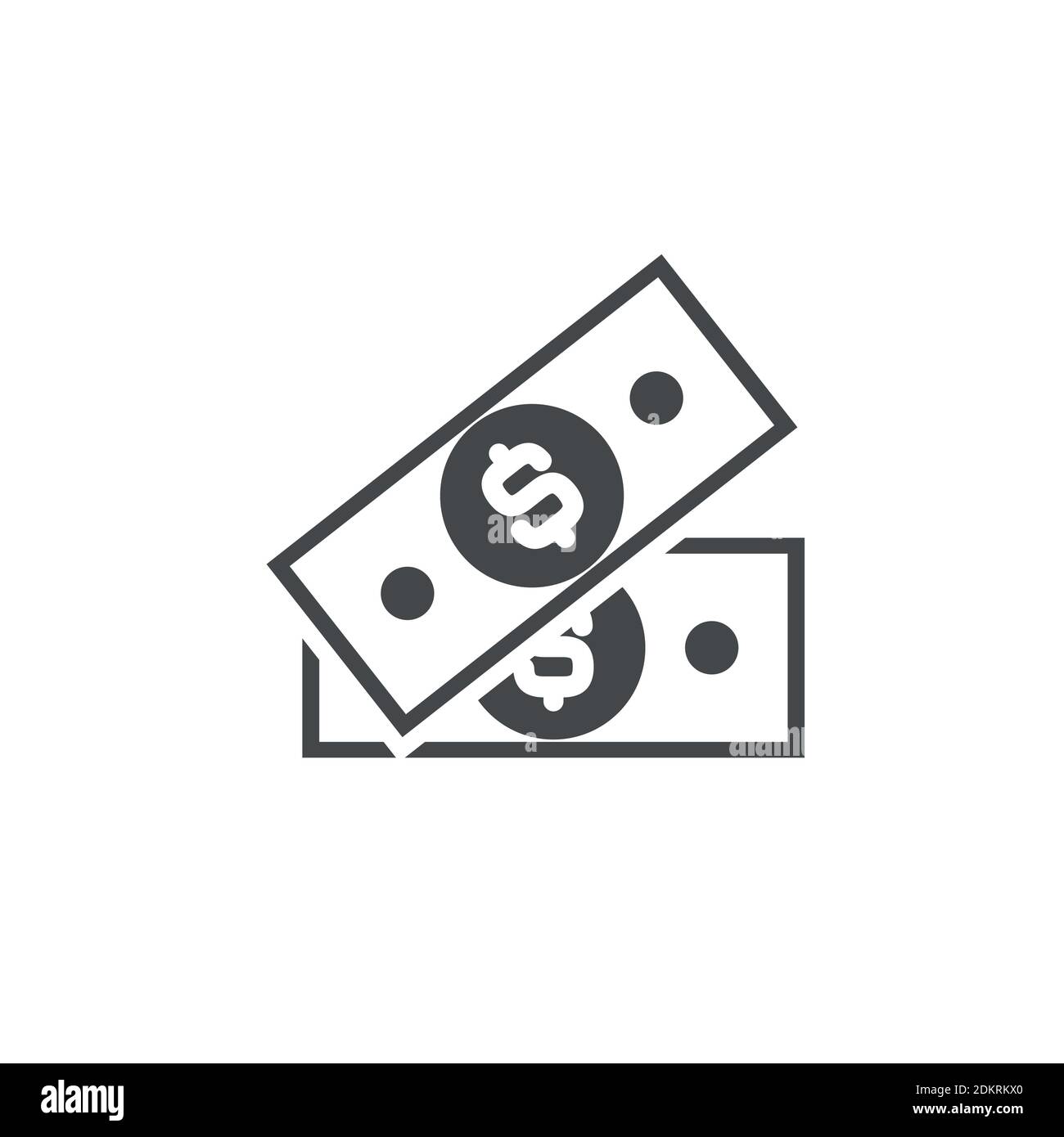 Black bank note with dollar sign. Flat icon isolated on white. Money ...