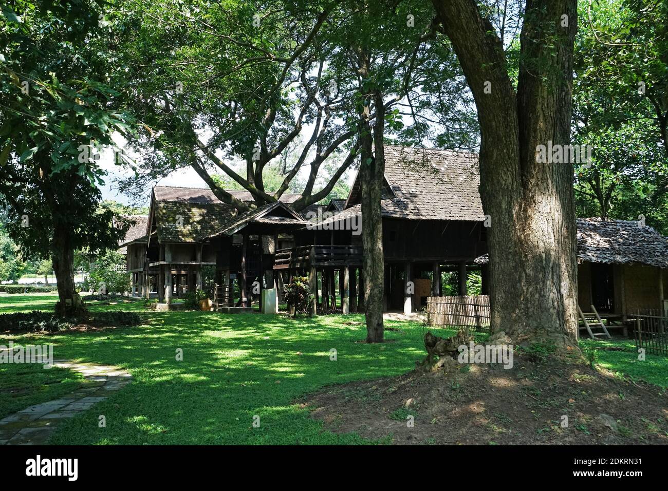 Thai architecture and exterior design of old Kalae house, Rice granary ...