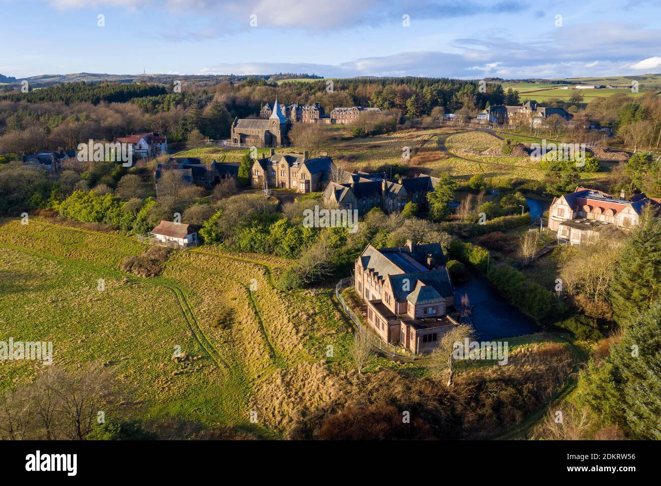 Aerial view of Bangour Village Hospital in Dechmont, West Lothian. The ...