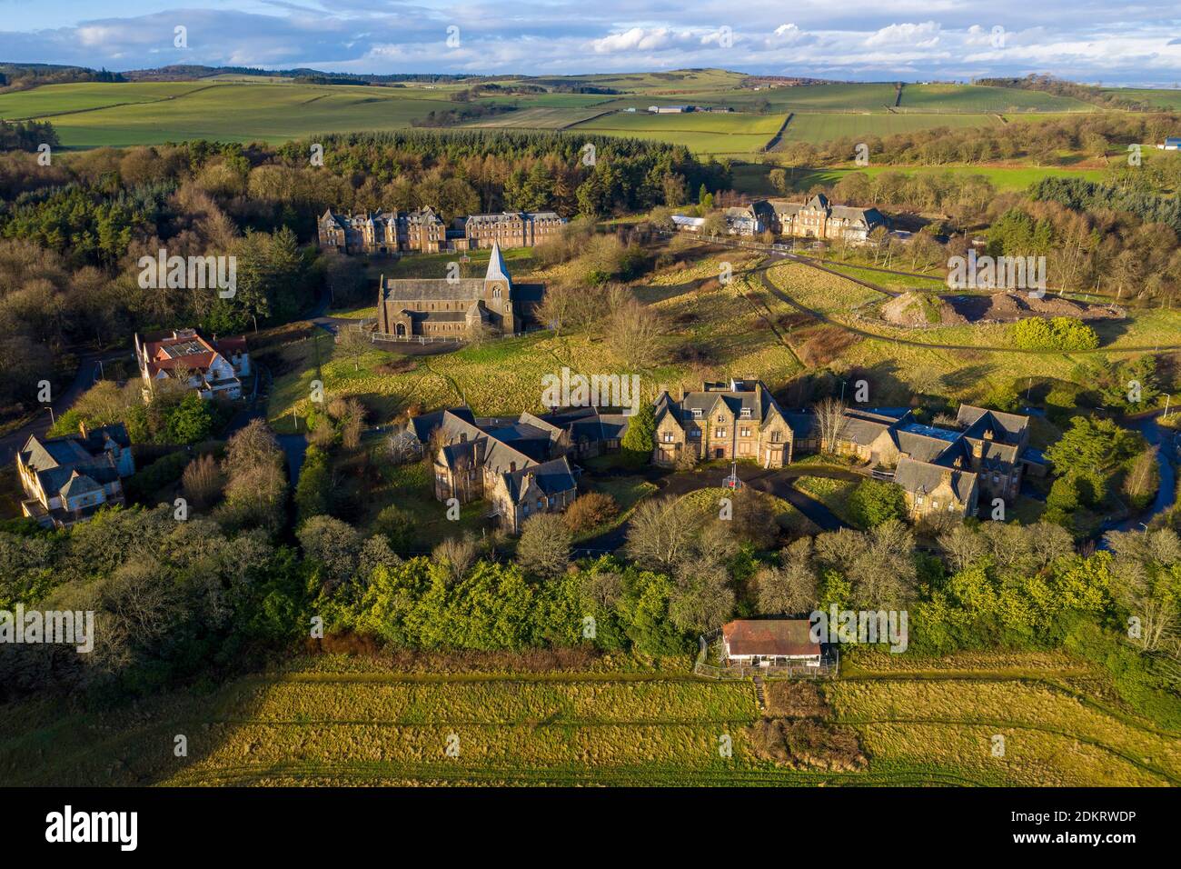 Aerial view of Bangour Village Hospital in Dechmont, West Lothian. The ...