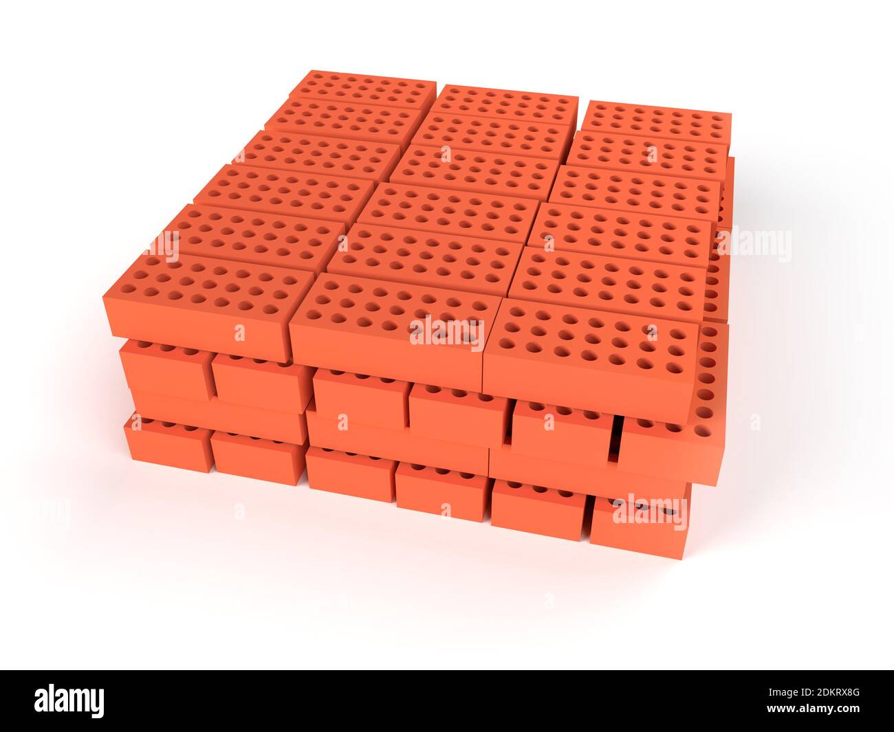 Pallet of bricks isolated on white background. Construction concept. 3d ...