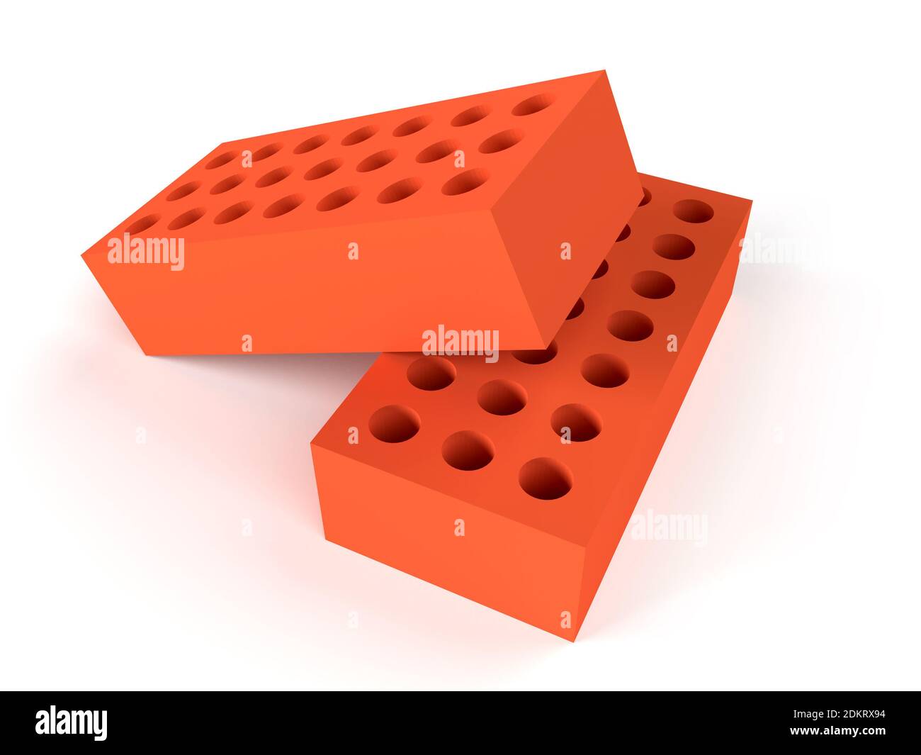 Two bricks isolated on white background. Construction concept. 3d ...