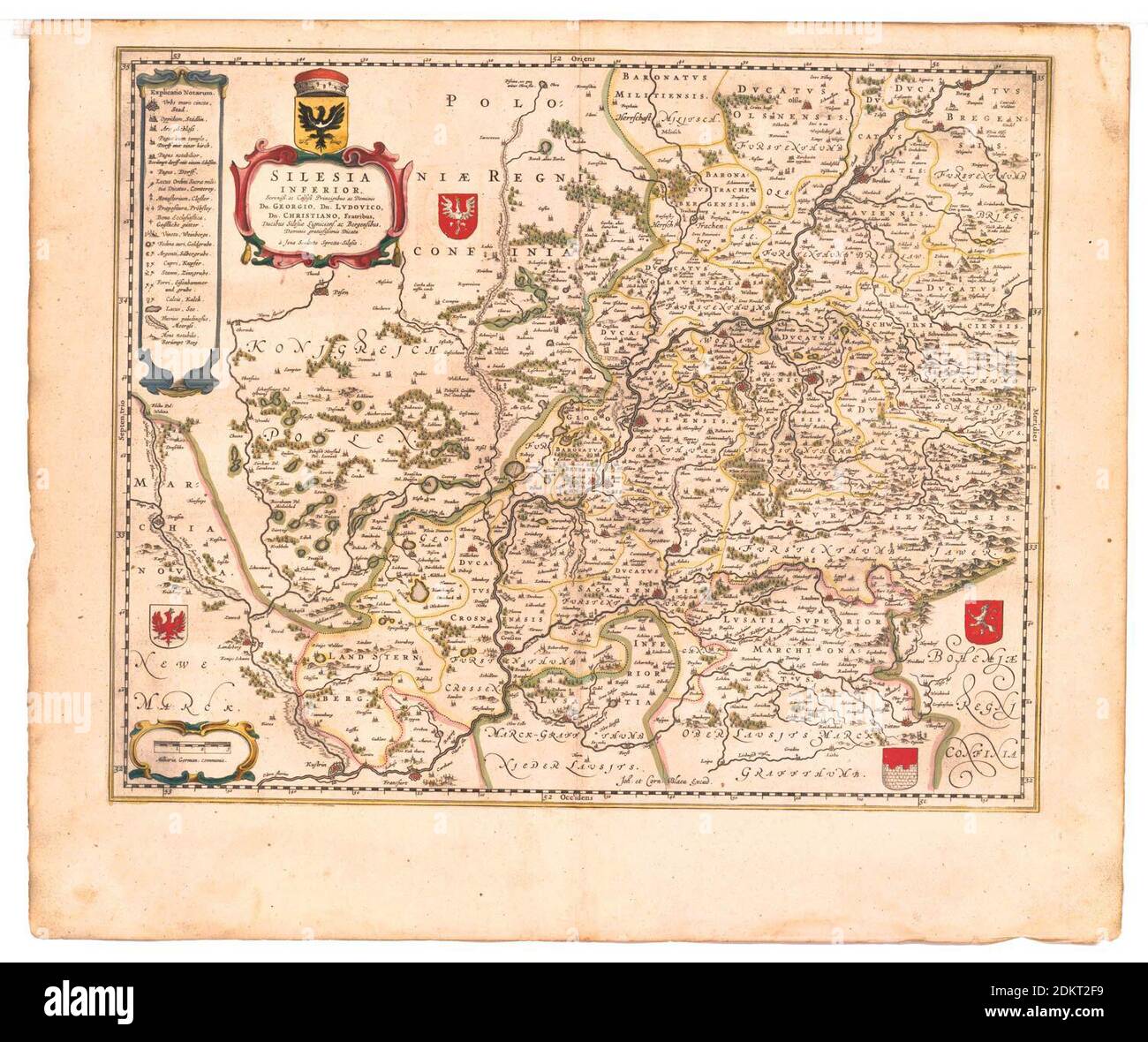 Grünberg on Blaeu's 1645 map of Lower Silesia Stock Photo - Alamy