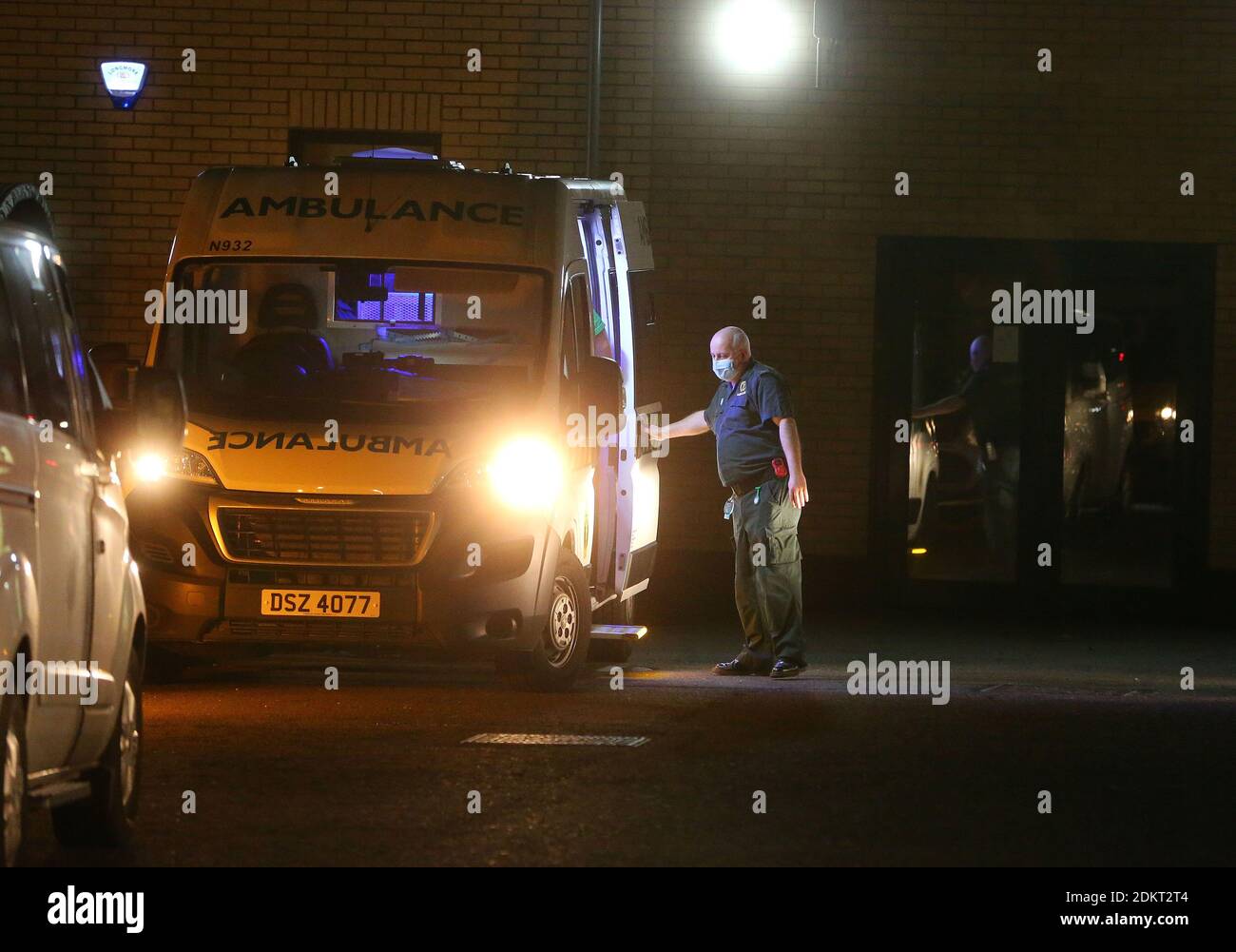 Queues of ambulances outside Antrim Area Hospital, Northern Ireland ...