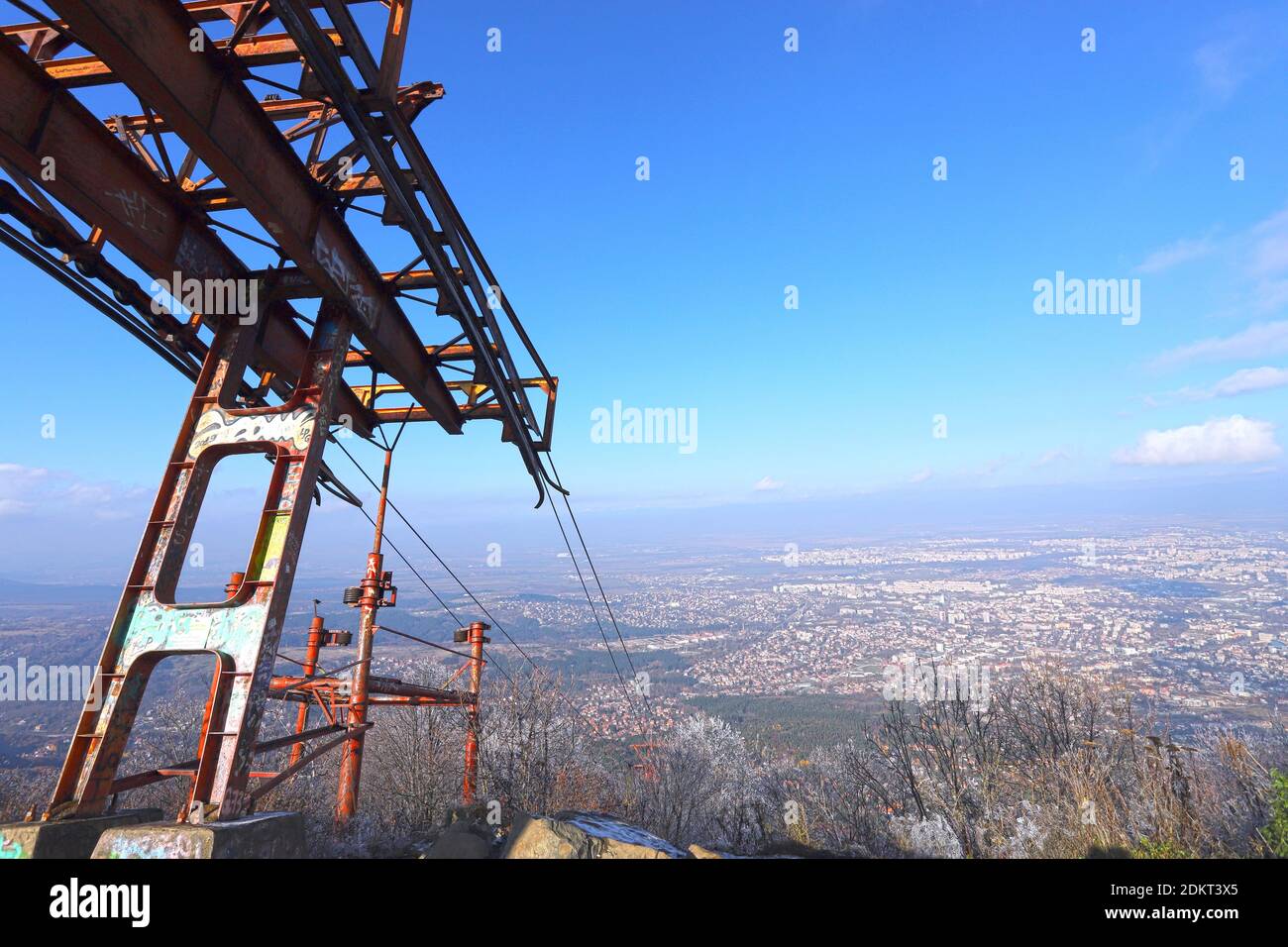 The remains of the Knyazhevski lift and the telecommunication tower ...