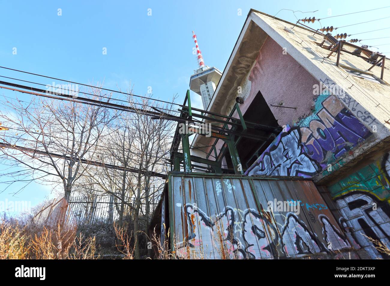 The remains of the Knyazhevski lift and the telecommunication tower ...