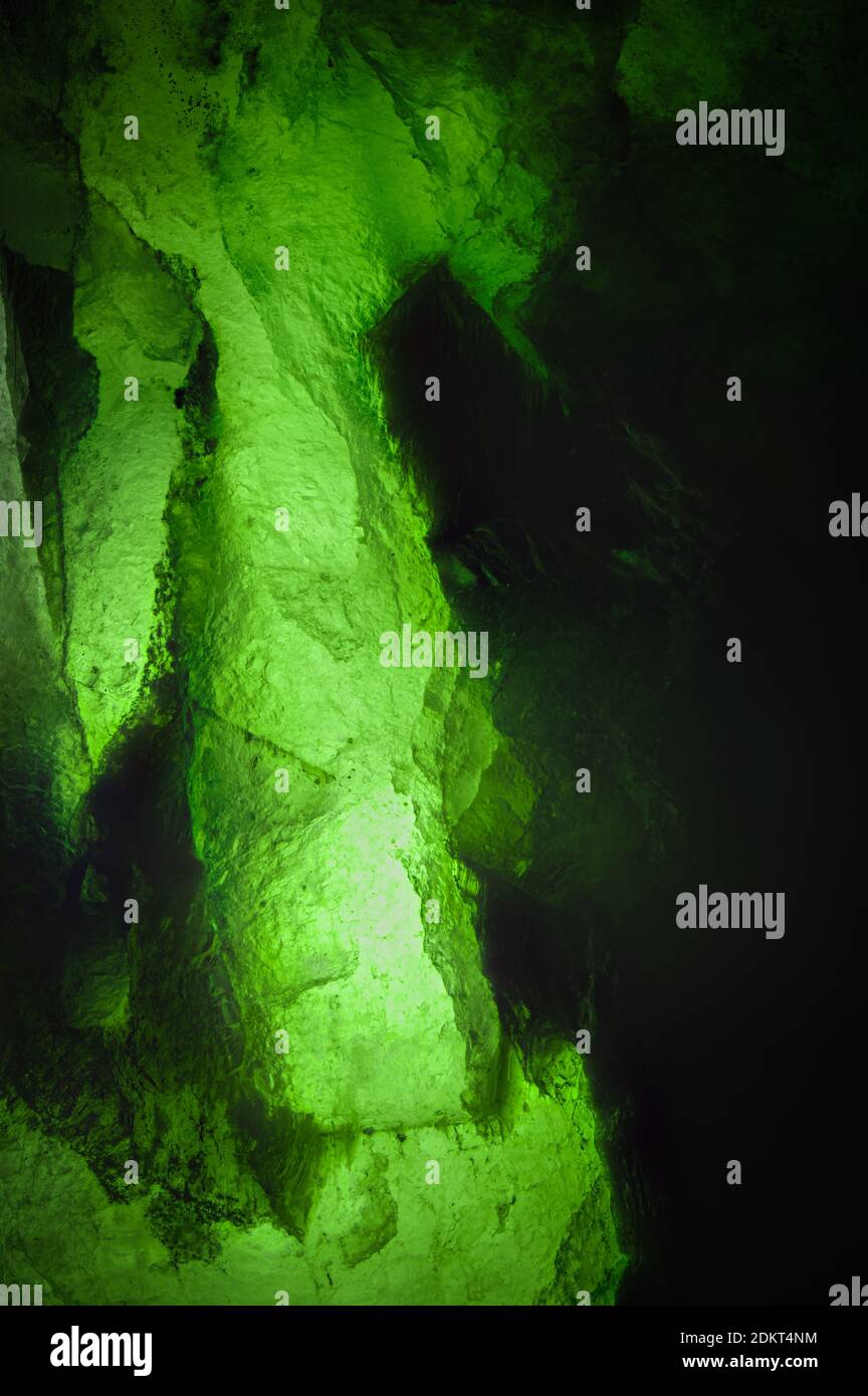 Emerald rough crystal, green beryl backlit Stock Photo - Alamy