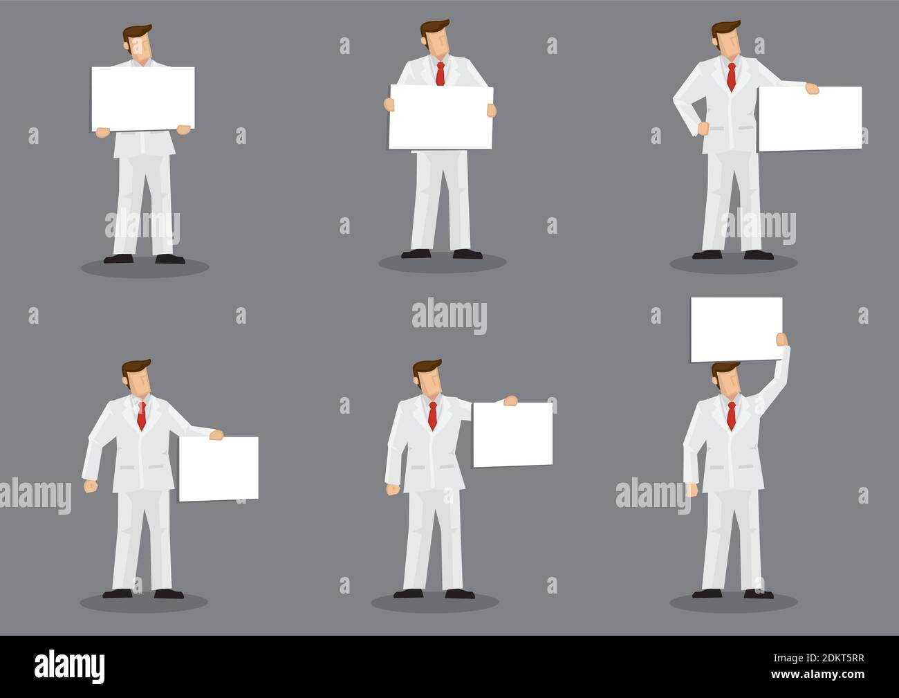 Set of six vector illustration of male cartoon character in formal full ...