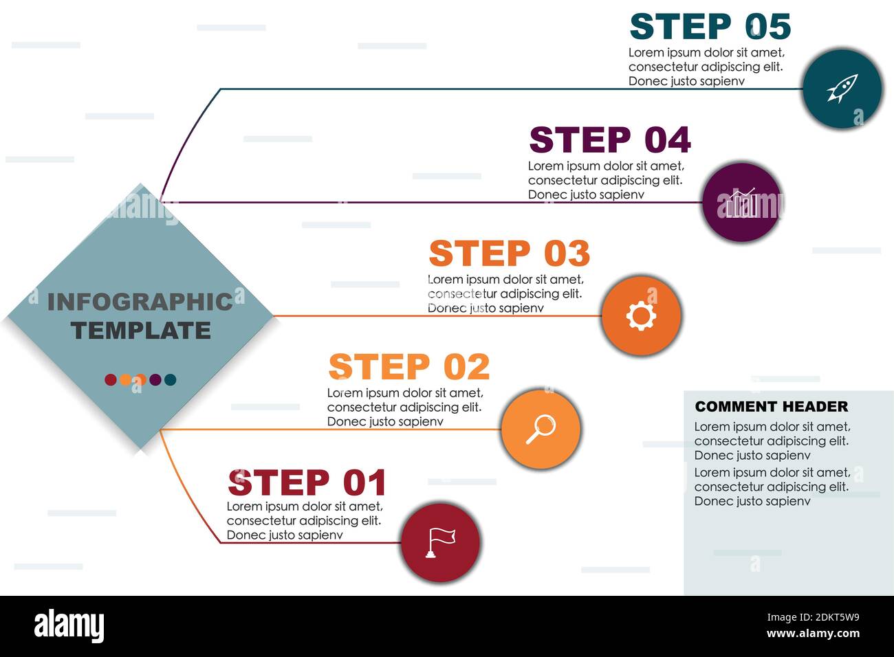 Vector infographic wizard template with 5 wizard steps of business ...