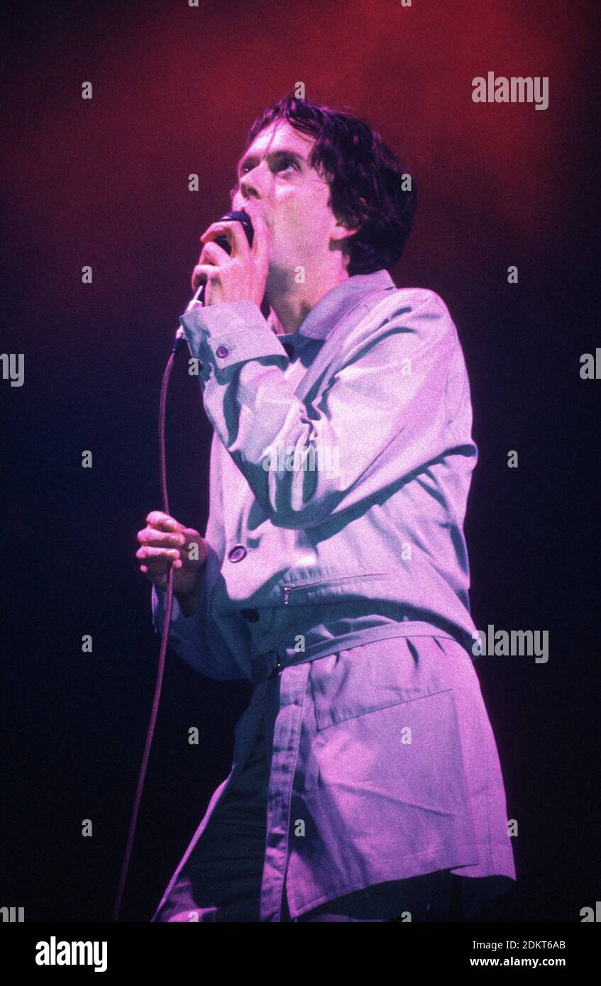 Jarvis Cocker lead singer in Pulp performing at the Glastonbury ...