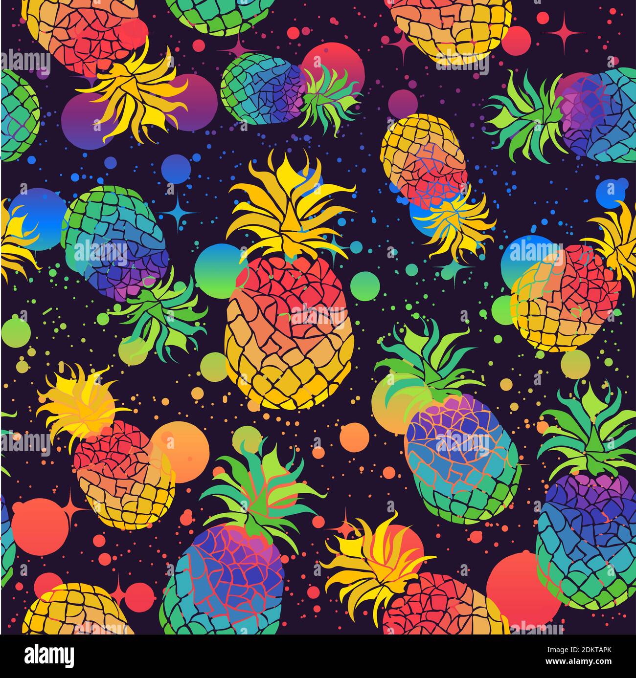 Colorful pineapples with pride flag colors. Seamless pattern with ...