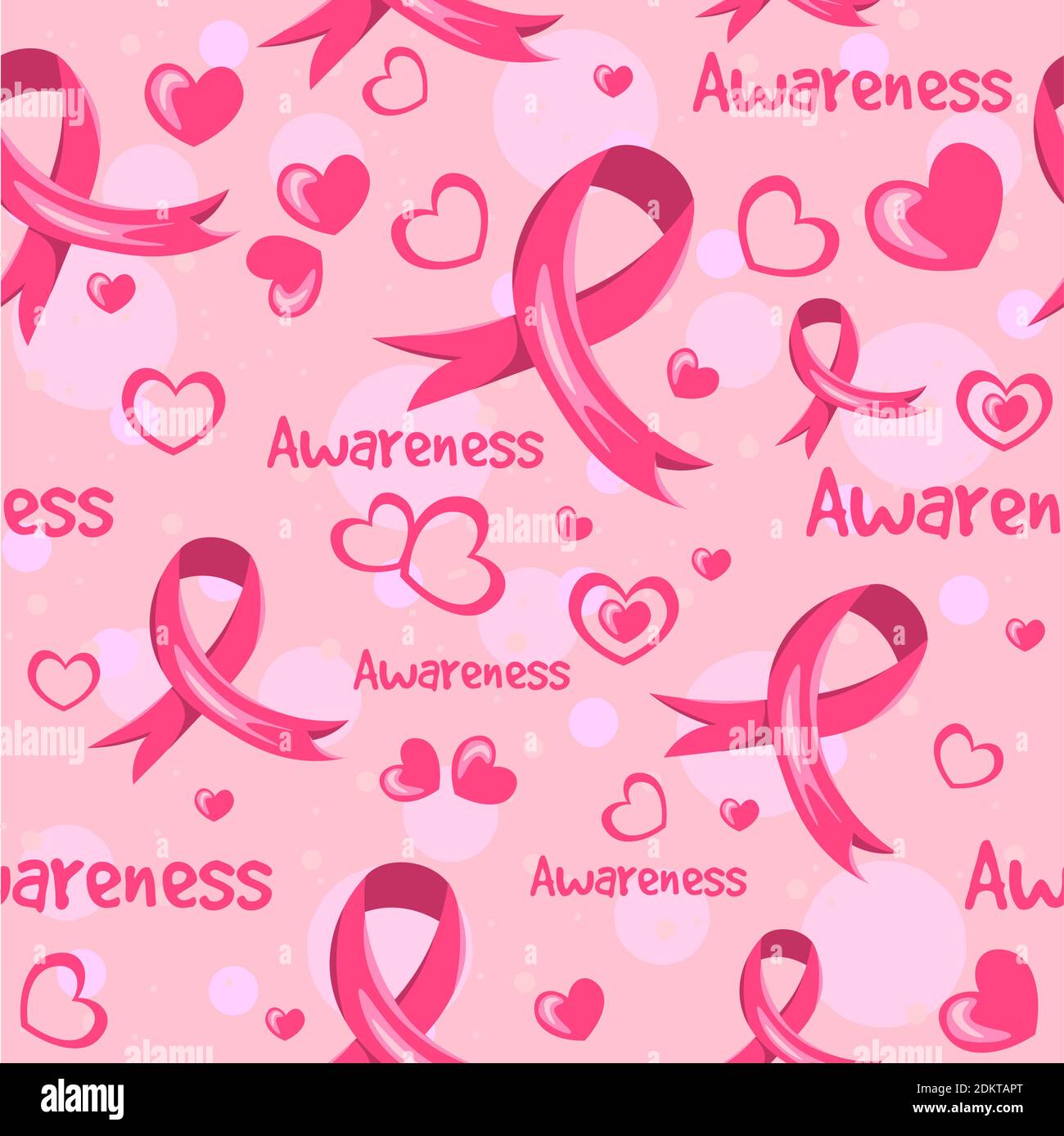 Ribbons and hearts vector. Breast cancer seamless pattern. Repetitive ...