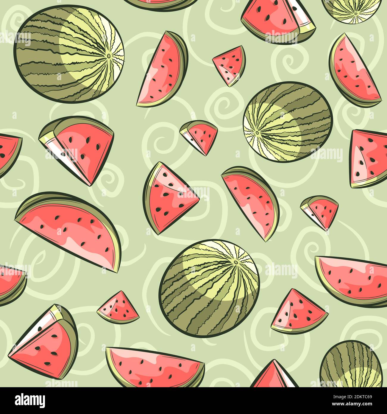 Pink and green watermelon seamless pattern. Repetitive background with ...