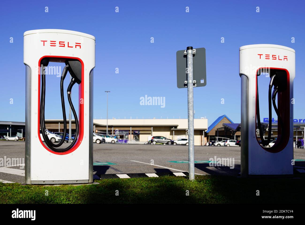 Bordeaux , Aquitaine France - 11 21 2020 : tesla red text sign and logo ...