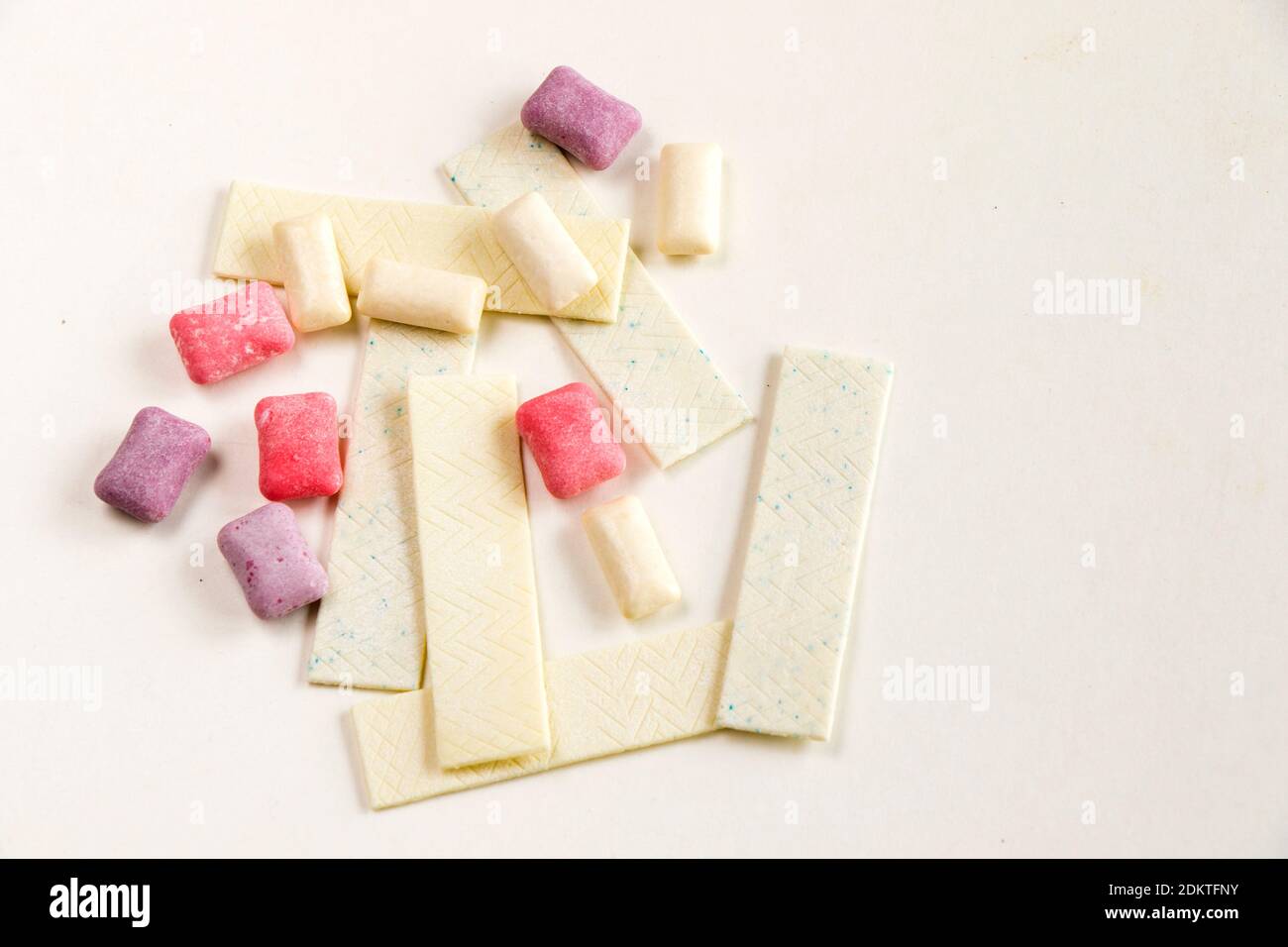 Different chewing gums on the white background, colorful Stock Photo ...