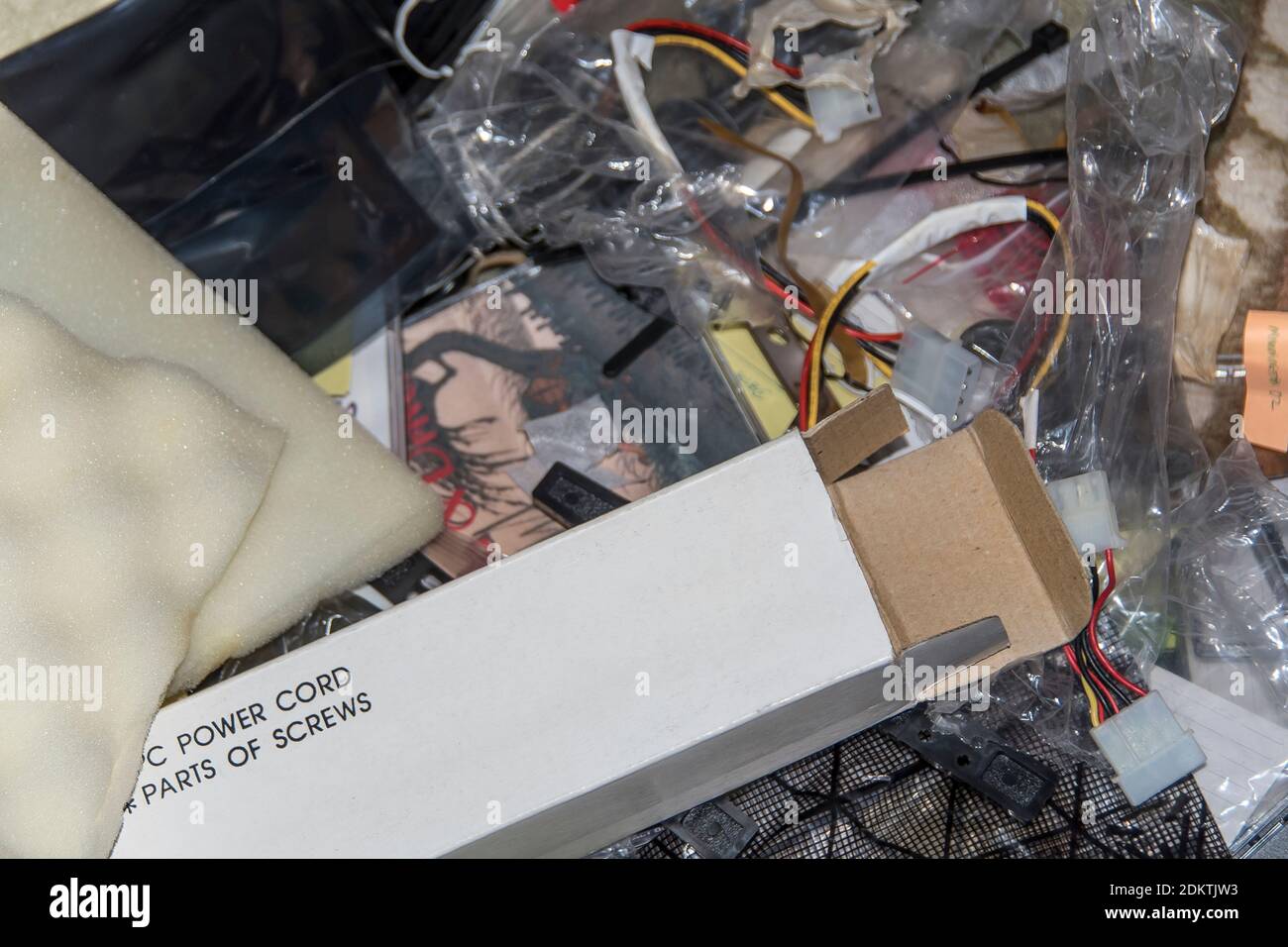 Old, obsolete computer parts and equipment about to be recycled or ...