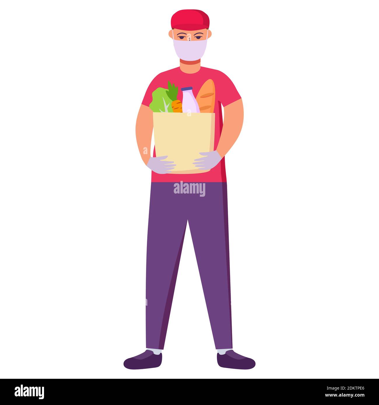 Food courier in face mask Stock Vector Images - Alamy