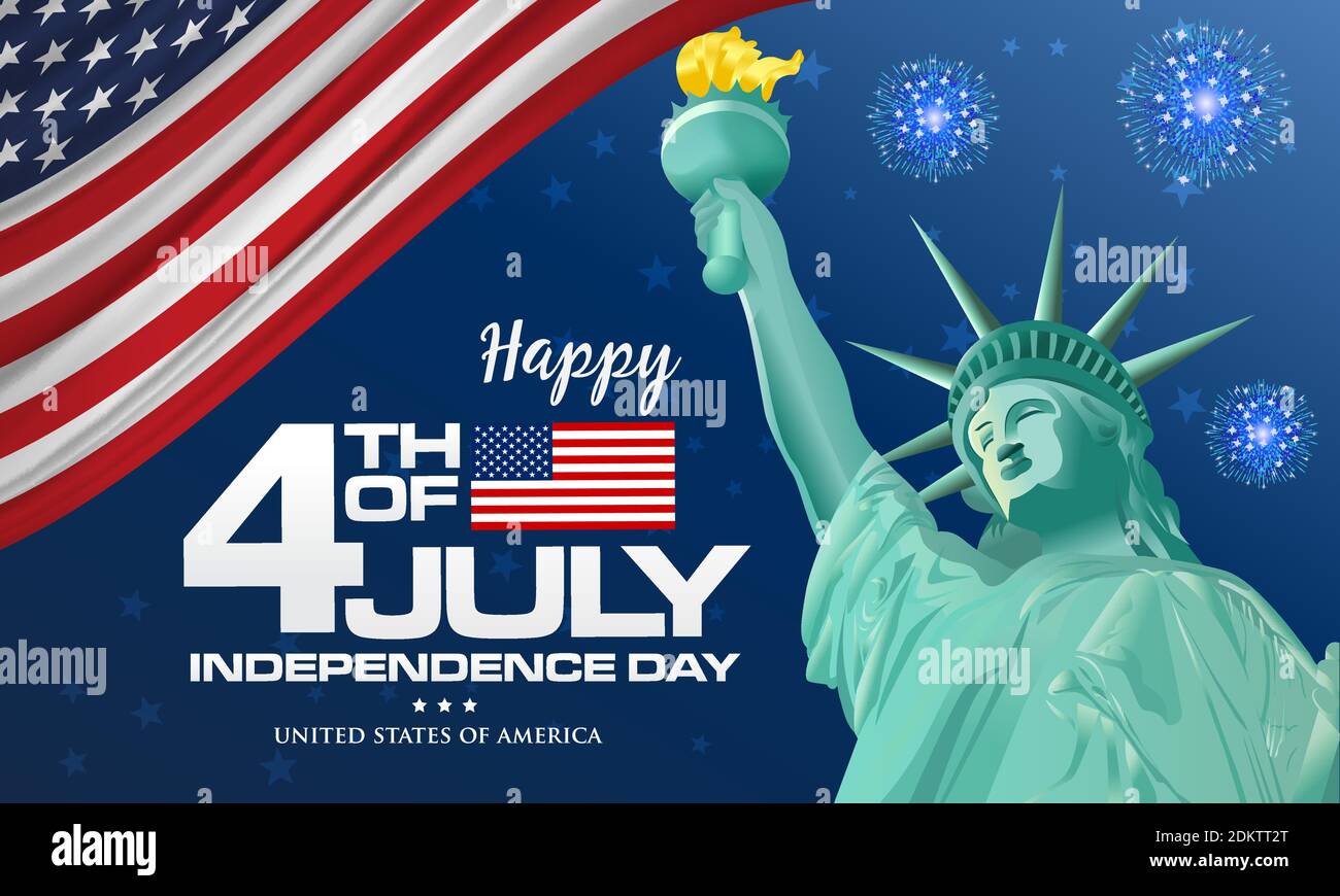 4th of july. Happy Independence day of America background with waving ...