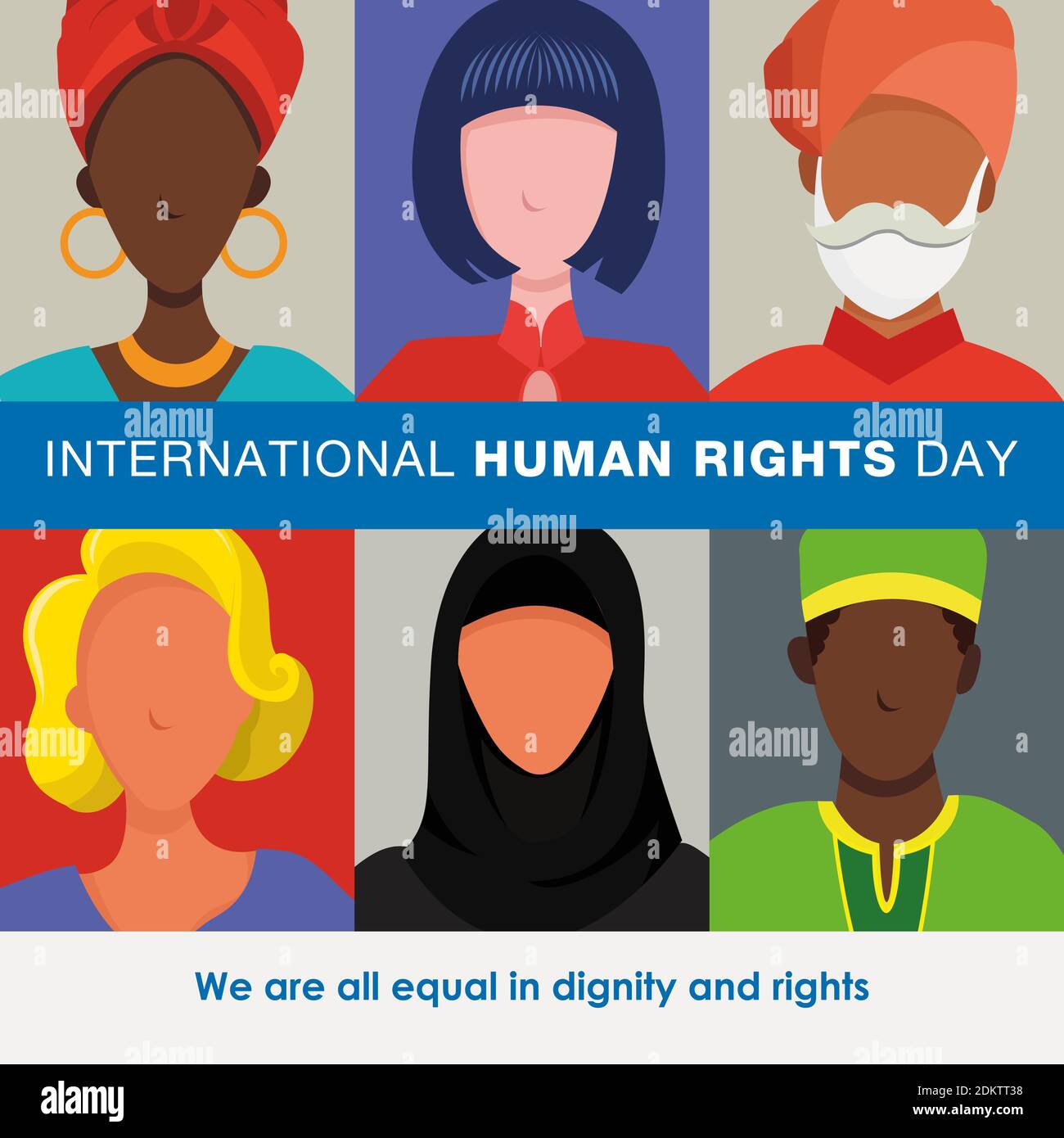 International human rights day background. peoples with different race ...