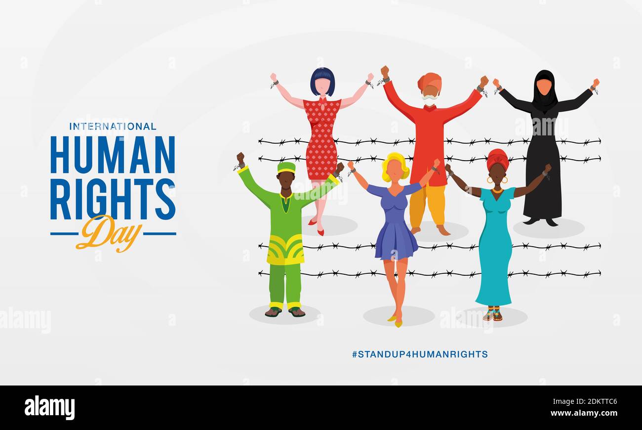 International human rights day background. peoples with different race ...