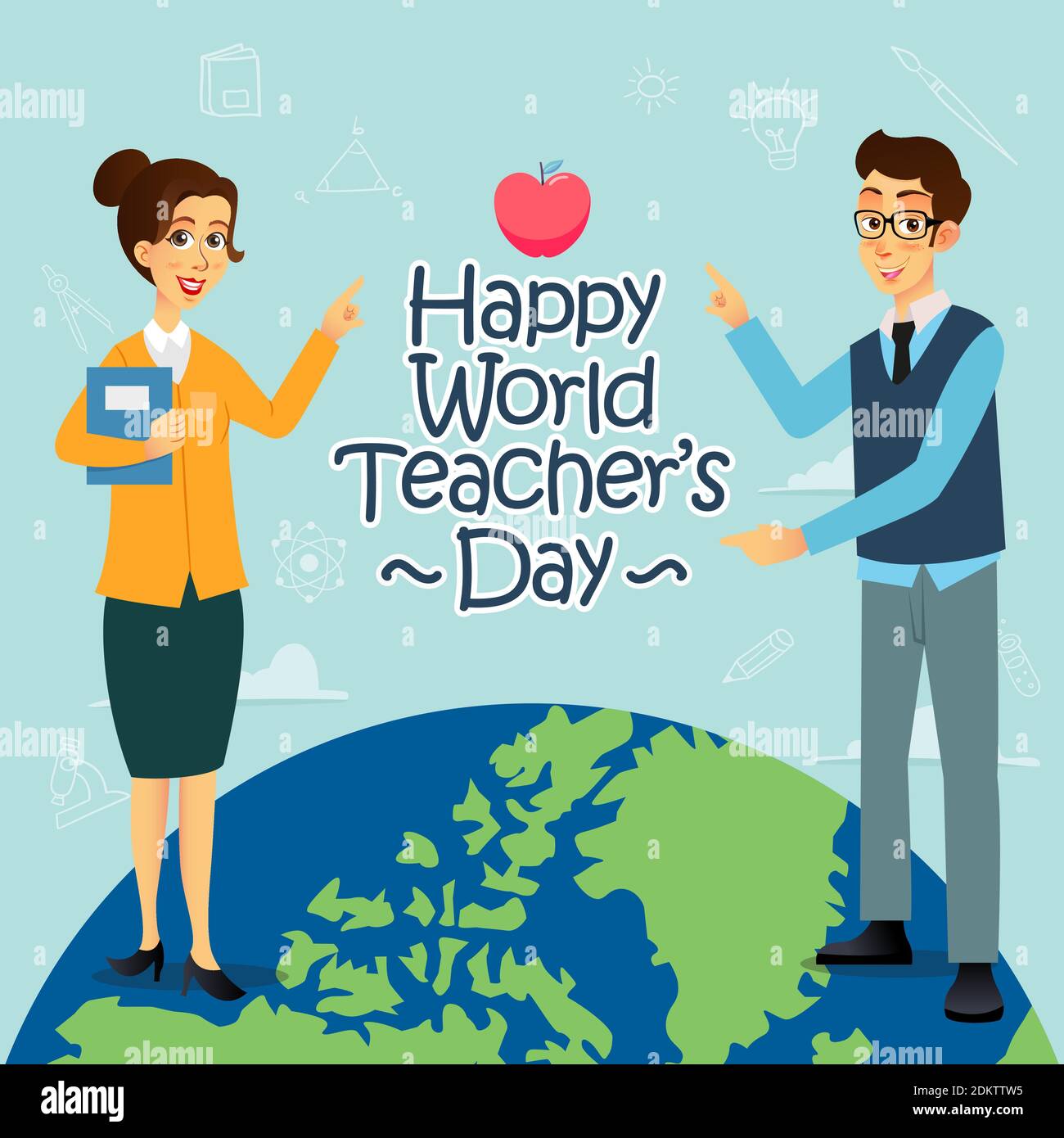 Happy World Teachers Day Cartoon Illustration Suitable For Greeting