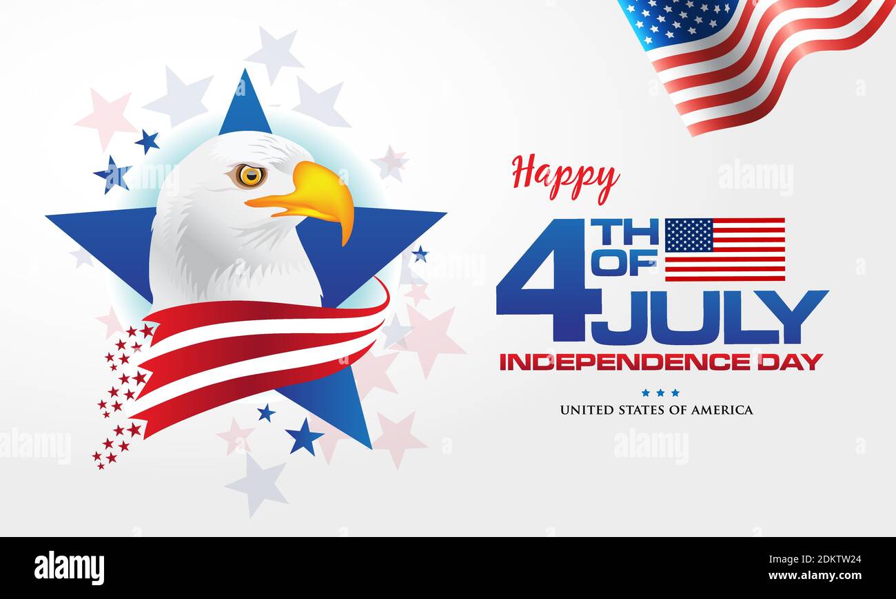 4th of july. Happy Independence day of America background with waving ...