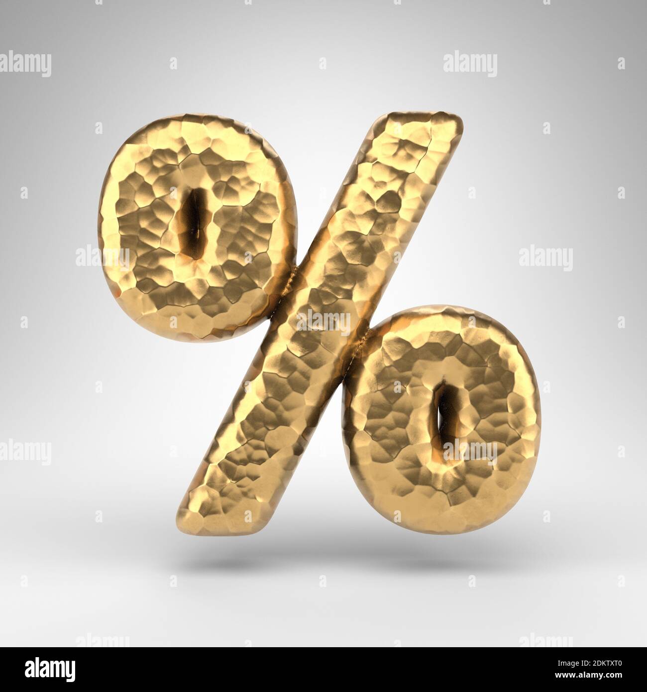 Percent symbol on white background. Hammered brass 3D rendered sign ...